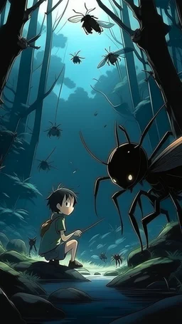 "an anime boy at middle of dark forest" | @laeya on Stablecog